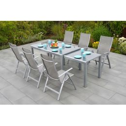 Garten-Essgruppe Merxx "Taviano", braun (silber, diamantbraun), Polyester, Aluminium, Polyester, Sitzm&ouml;bel-Sets, Garten-Essgruppe