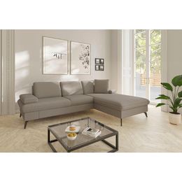 Sit & More Ecksofa SIT & MORE "Morris Jubi L-Form, B: 247 cm", grau (taupe), B:247cm H:83cm T:171cm, 95% Polyester, 5% Polyamid, Sofas, Ecksofa, mit Armteilfunktion & 1 Zierkissen, optional Bettfunktion