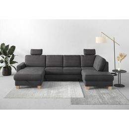 Wohnlandschaft Home Affaire "Summer U-Form", grau, B:314cm H:91cm T:170cm, 100% Polyester, Sofas, Wohnlandschaft, mit oder ohne Bettfunktion und Bettkasten, Cord-Bezug