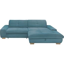 Ecksofa "SO 1200 inkl. Sitztiefen- & R&uuml;ckenverstellung f&uuml;r hohen Sitzkomfort", blau (azure blau gct 46), B:276cm H:89cm T:198cm, 100% Polyester, SET ONE BY Musterring, Sofas, Ecksofa, wahlweise mit Bettfunktion und Stauraum, L-Form, auch in Cord Bezug