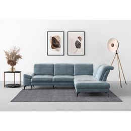 Sit & More Ecksofa SIT & MORE "Cabana L-Form", blau (blaugrau), B:303cm H:84cm T:244cm, 100% Polyester, Sofas, Ecksofa, Ottomane, wahlweise mit Sitztiefen-,Armlehnen- und Kopfteilfunktion