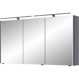 Spiegelschrank SAPHIR "Serie 7045 Badezimmer-Spiegelschrank inkl. LED-Beleuchtung, 3 T&uuml;ren", grau (stahlgrau), B:133,2cm H:70,3cm T:17cm, Holzwerkstoff, Schr&auml;nke, Spiegelschrank, Badschrank 133,2 cm breit, inkl. LEDplus Schalter und T&uuml;rd&auml;mpfer