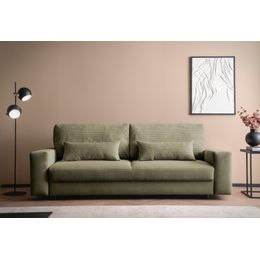 Schlafsofa "Imoga, Polster mit Schlaffunktion, 3-Sitzer Sofa, Couch mit Bettkasten", gr&uuml;n (khaki), B:250cm H:90cm T:108cm, LeGer Home by Lena Gercke, Sofas, Schlafsofa, in modernen Farben und Stoffen, Bettfunktion, Liegefl&auml;che: 200x150 cm