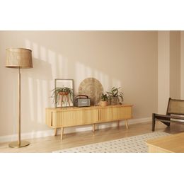 TV-Board WOODMAN "Rove", beige (natur), B:178cm H:50cm T:40cm, FSC-zertifizierter Holzwerkstoff, Sideboards, TV-Board, besonderes Design, in zwei Breiten, mit Eichenholzfurnier, FSC