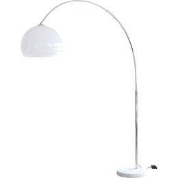 Salesfever Bogenlampe "Knud", wei&szlig; (wei&szlig;, chromfarben), 1, &Oslash; 40cm H: 181cm, 1 Stk., Leuchten, H&ouml;henverstellbar, mit Dimmschalter, echter Marmorfu&szlig;, Bogenlampe
