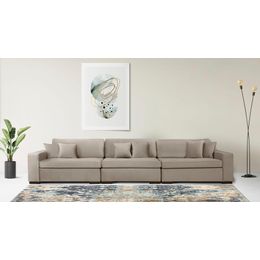 3-Sitzer Home Affaire "Skara", beige (dunkelbeige), B:310cm H:86cm T:100cm, 100% Polyester, Sofas, 3-Sitzer, Lounge-Sofa mit Federkernpolsterung, in vielen Bezugsvarianten