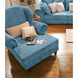 XXL-Sessel Home Affaire "King Henry, Sessel, Ohrensessel, Relaxsessel, Big Sessel, Breite 121cm", blau (petrol), B:121cm H:111cm T:107cm, Luxus-Microfaser (100% Polyester);Samtcord &raquo;Ribbon&laquo; (88% Polyester 12% Polyacryl), Sessel, XXL-Sessel, mit Federkern, in legerer Polsterung und losen Kissen
