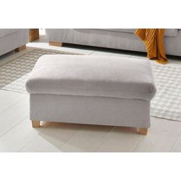 Hocker Home Affaire "Bergamo", silber, B:110cm H:44cm T:81cm, Luxus-Kunstleder;Struktur weich (100% Polyester);Chenille 100% Polyester;Struktur fein ( 100% Polyester), Hocker, Hocker, mit Stauraum