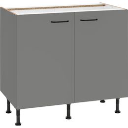 Unterschrank Optifit "Elga", grau (basaltgrau, basaltgrau), B:90cm H:87cm T:58,4cm, Holzwerkstoff, Schr&auml;nke, Unterschrank, mit Soft-Close-Funktion, h&ouml;henverstellbare F&uuml;&szlig;e, Breite 90 cm