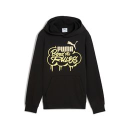 Kapuzensweatshirt Puma "MID90S HOODIE TR B", Jungen, Gr. 152, schwarz (Puma schwarz), Sweatware, Obermaterial: 68% Baumwolle, 32% Polyester, bedruckt, regular fit normal, angesetztes B&uuml;ndchen, Sweatshirts Kapuzensweatshirt, mit Kapuze, mit K&auml;ngurutasche, mit Print-Applikation, Regular Fit