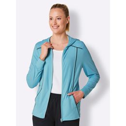 Shirtjacke Catamaran "Sportjacke", Damen, Gr. 48/50, blau (aquamarin, schwarz), 92% Polyester, 8% Elasthan, unifarben, Shirts Shirtjacke