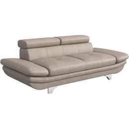 2-Sitzer COTTA "Enterprise", grau, B:218cm H:91cm T:104cm, Softlux-Kunstleder;Luxus-Kunstleder, Sofas, 2-Sitzer, Big-Sofa, mit Armteilverstellung & Kopfteilverstellung