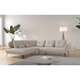 Ecksofa OTTO HOME "Mikado L-Form", beige (creme), B:297cm H:88cm T:245cm, 100% Polyester, Sofas, Ecksofa, inkl. Sitztiefenverstellung und Armteilverstellung