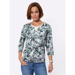 2-in-1-Shirt Classic Basics "Shirt", Damen, Gr. 40, gr&uuml;n (salbei, schwarz, bedruckt), 95% Polyester, 5% Elasthan, gemustert, mehrfarbig, Rundhals, Shirts 2-in-1-Shirt