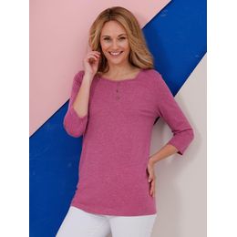 Longshirt Classic Basics "Longshirt", Damen, Gr. 52, pink (magenta, meliert), 65% Polyester, 35% Baumwolle, meliert, Rundhals, Shirts Longshirt