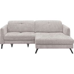 Ecksofa "SO 4400 V", beige (cream), B:259cm H:84cm T:167cm, 100% Polyester, SET ONE BY Musterring, Sofas, Ecksofa, wahlweise mit motorischer Bettfunktion & Kopfverstellung, Fu&szlig; schwarz