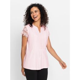 Shirttop Inspirationen, Damen, Gr. 54, rosa (hellros&eacute;), 50% Baumwolle, 50% Modal, unifarben, V-Ausschnitt, Tops Shirttop