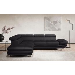 Ecksofa COTTA "Enterprise L-Form", schwarz, B:277cm H:91cm T:104cm, Softlux-Kunstleder;Luxus-Kunstleder, Sofas, Ecksofa, mit Arm- & Kopfteilverstellung, wahlweise mit Bettfunktion