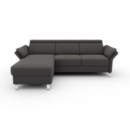 Sit & More Ecksofa SIT & MORE "Vincenzo L-Form", grau (dunkelgrau), B:252cm H:84cm T:165cm, Sofas, Ecksofa, inklusive Kopfteilverstellung, wahlweise mit Bettfunktion, Bettkasten