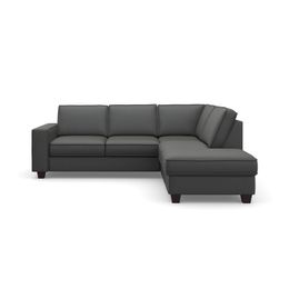 Ecksofa Home Affaire "County L-Form", grau (anthrazit), B:236cm H:81cm T:213cm, Luxus-Microfaser (100% Polyester);Struktur fein (100% Polyester);Luxus-Microfaser weich (9&szlig;% Polyester, 10% Polyamid), Sofas, Ecksofa, wahlweise Ottomane links oder rechts, mit Federkern-Polsterung