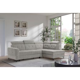 Ecksofa exxpo - SOFA FASHION "Monte, Kopfteile verstellbar, optional mit Bettfunktion & Bettkasten", sand, B:254cm H:100cm T:182cm, Sofas, Ecksofa, L- Form, mit Kopfteilverstellung, optional Bettfunktion und Bettkasten