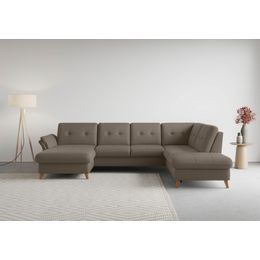 Sit & More Wohnlandschaft SIT & MORE "G&ouml;teborg", braun (savannah), B:327cm H:90cm T:226cm, Sofas, Wohnlandschaft, inkl. Sitztiefenverstellung, wahlweise mit Bettfunktion & Bettkasten