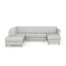 Sit & More Wohnlandschaft SIT & MORE "Visby U-Form", grau (hellgrau), B:303cm H:87cm T:213cm, Sofas, Wohnlandschaft, wahlweise mit Bettfunktion und Stauraum, frei im Raum stellbar
