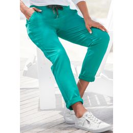 Sweathose ELBSAND "Brinja", Damen, Gr. XXL (44), N-Gr, blau (blaugr&uuml;n), Sweatware, Obermaterial: 95% Baumwolle, 5% Elasthan, unifarben, figurumspielend lang, Hosen Sweathose, mit Taschen und breiten Kordeln, Jogginghose, l&auml;ssige Passform, Topseller