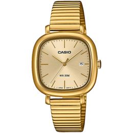Quarzuhr, gold (goldfarben, gelbgoldfarben), CASIO TIMELESS COLLECTION, Armbanduhren, Damen, Quarzuhr, Armbanduhr, Damenuhr, Herrenuhr, Edelstahlarmband, analog, Tag