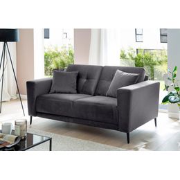 2-Sitzer TRENDS BY HG "Barcelona", grau, B:166cm H:86cm T:89cm, Sofas, 2-Sitzer, mit Metallfu&szlig;, frei im Raum stellbar