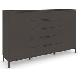 Kombikommode Rauch "Kommode T&uuml;rkommode Sideboard Kombikommode FLIPP", grau (graphit), B:180cm H:111cm T:42cm, Holzwerkstoff, Sideboards, Kombikommode, 2-t&uuml;rig mit 5 Schubladen und Soft-Close-Funktion in zwei Breiten