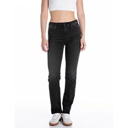 Straight-Jeans Replay "ZOLIE", Damen, Gr. 28, L&auml;nge 32, schwarz (schwarz 098), Denim/Jeans, Obermaterial: 80% Baumwolle, 10% Lyocell, 8% Elastomultiester, 2% Elasthan, straight fit lang, Jeans Straight-Jeans