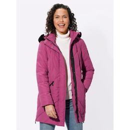 Steppjacke Casual Looks, Damen, Gr. 42, lila (erika), 100% Polyester, Fellimitat:100% Polyester, Wattierung:100% Polyester, unifarben, Jacken Steppjacke