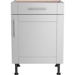 Unterschrank KOCHSTATION "KS-Ahus", grau (hellgrau matt, hellgrau), B:60cm H:87cm T:58,4cm, Schr&auml;nke, Unterschrank, Breite 60 cm