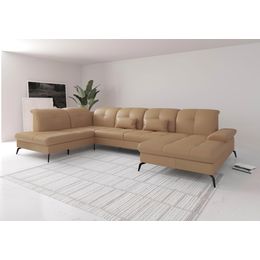 Sit & More Wohnlandschaft SIT & MORE "Amica, U-Form, inkl. Sitztiefenverstellung und Armteilverstellung", braun (cappuccino), B:357cm H:90cm T:231cm, Sofas, Wohnlandschaft, wahlweise mit Kopfteilverstellung, Bettfunktion und Bettkasten