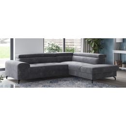 Ecksofa COTTA "Aura L-Form, B: 260 cm", schwarz (coal), B:260cm T:210cm, Sofas, Ecksofa, mit Bettfunktion, Bettkasten & Kopfteilverstellung