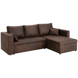 Ecksofa Home Affaire "Pur L-Form", braun, B:224cm H:87cm T:160cm, Struktur (100% Polyester);100% Polyester Melrose;Luxus-Microfaser Nubuk (100% Polyester), Sofas, Ecksofa, wahlweise mit Bettfunktion