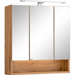 Spiegelschrank Welltime "Soria", braun (eichefarben), B:60cm H:64cm T:20cm, Schr&auml;nke, Spiegelschrank, mit LED Beleuchtung