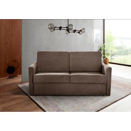 Schlafsofa Home Affaire "Goldpoint 162 cm, Dauerschl&auml;fer, Liegefl&auml;che 120/200cm", braun, B:162cm H:85cm T:100cm, Struktur weich: (100% Polyester);Luxus-Microfaser weich: (100% Polyester), Sofas, Schlafsofa, 2-Sitzer mit Bettfunktion, Bonell-Federkernmatratze
