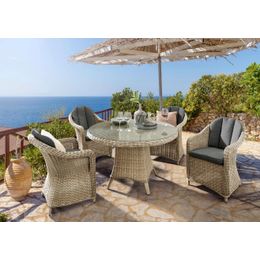 Garten-Essgruppe Destiny "MALAGA LUNA", beige (natur meliert, grau), Polyester, Aluminium, Polyrattan, Sitzm&ouml;bel-Sets, Garten-Essgruppe, Aluminium, Polyrattan