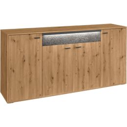 Sideboard "Deltona", braun (eiche artisan), B:183,7cm H:88,6cm T:43,8cm, SET ONE BY Musterring, Sideboards, Sideboard, inklusive Beleuchtung, Schubkasten als Zierelement, B184 x H89 cm