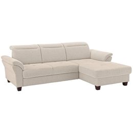 Ecksofa Home Affaire "Solvei L-Form", beige (natur), B:255cm H:104cm T:185cm, Struktur (100% Polyester);Luxus-Microfaser Lederoptik (100% Polyester);Luxus-Microfaser ALTARA NUBUCK (100% Polyester), Sofas, Ecksofa, mit Recamierenabschlu&szlig; und Sitztiefenverstellung
