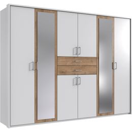 Kleiderschrank wimex "Diver Dreht&uuml;renschrank mit Spiegel, 180, 225 o. 270cm breit", wei&szlig; (wei&szlig;, plankeneichefarben, griffe alu), B:270cm H:207cm T:58cm, Schr&auml;nke, Kleiderschrank, Bestseller Schlafzimmerschrank wahlweise 3 Innenausstattungen