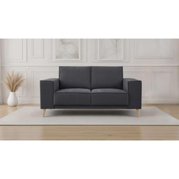 2-Sitzer OTTO HOME "Oland Skandi, weicher Chenille-Stoff", dunkelgrau, B:164cm H:85cm T:83cm, 100% Polyester, Sofas, 2-Sitzer, 164 cm, Wellenunterfederung, Skandi-Design, Massivholzf&uuml;&szlig;e