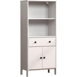 Midischrank Welltime "Kall", wei&szlig; (wei&szlig; lackiert), B:60cm H:138cm T:33cm, Massivholz, Schr&auml;nke, Midischrank, Breites Badregal aus Kiefer-Massivholz - Wei&szlig; oder Braun lackiert