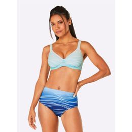 Balconette-Bikini feel good, Damen, Gr. 48, Cup D, blau (aqua, mittelblau, bedruckt), Elasthan, Polyamid, Bikini-Sets Balconette-Bikini