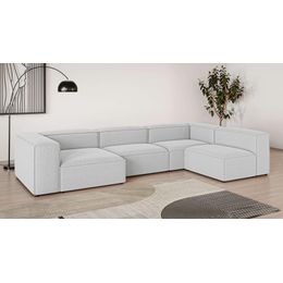Wohnlandschaft OTTO HOME "HAILY U-Form mit Ottomane links/rechts, Ma&szlig;e B/T/H: 360/200/72 cm", beige (creme), B:360cm H:72cm T:200cm, 100% Polyester, Sofas, Wohnlandschaft, als Modul oder separat verwendbar, f&uuml;r individuelle Zusammenstellung