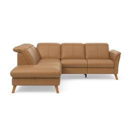Sit & More Ecksofa SIT & MORE "Romero L-Form", braun (cognac), B:250cm H:91cm T:220cm, 100% Polyester, Sofas, Ecksofa, wahlweise mit oder ohne TV-Funktion, Bettfunktion, Bettkasten