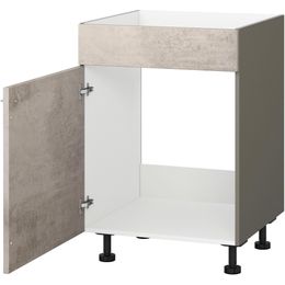 Sp&uuml;lenunterschrank KOCHSTATION "KS-Trea SPBL50", grau (betonfarben hell, anthrazit), B:50cm H:75cm T:56cm, Schr&auml;nke, Sp&uuml;lenunterschrank, Breite 50 cm, H&ouml;he 75 cm