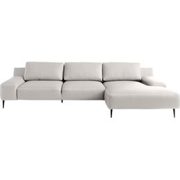 Ecksofa DESIGNWERK "Forma L-Form, zeitloses Designsofa mit aktuellem Fu&szlig;", wei&szlig; (snow), B:344cm T:162cm, Leder;Struktur 98% Polyester, 2% Acryl, Sofas, Ecksofa, in hochwertiger Verarbeitung & tollem Sitzkomfort